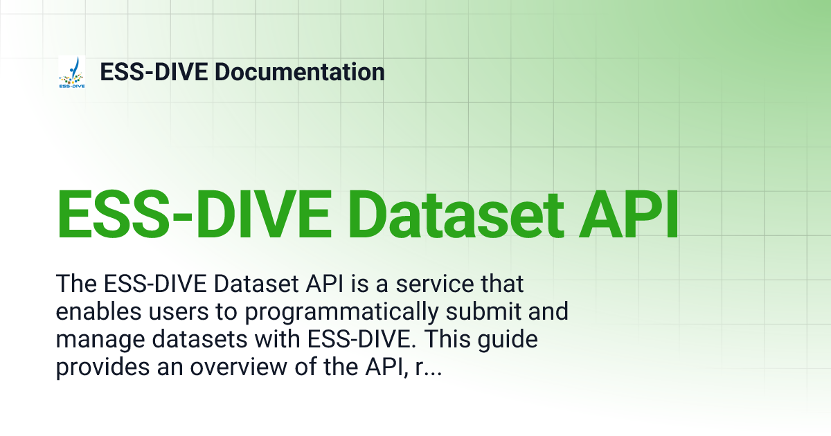 ESS-DIVE Dataset API | ESS-DIVE Documentation