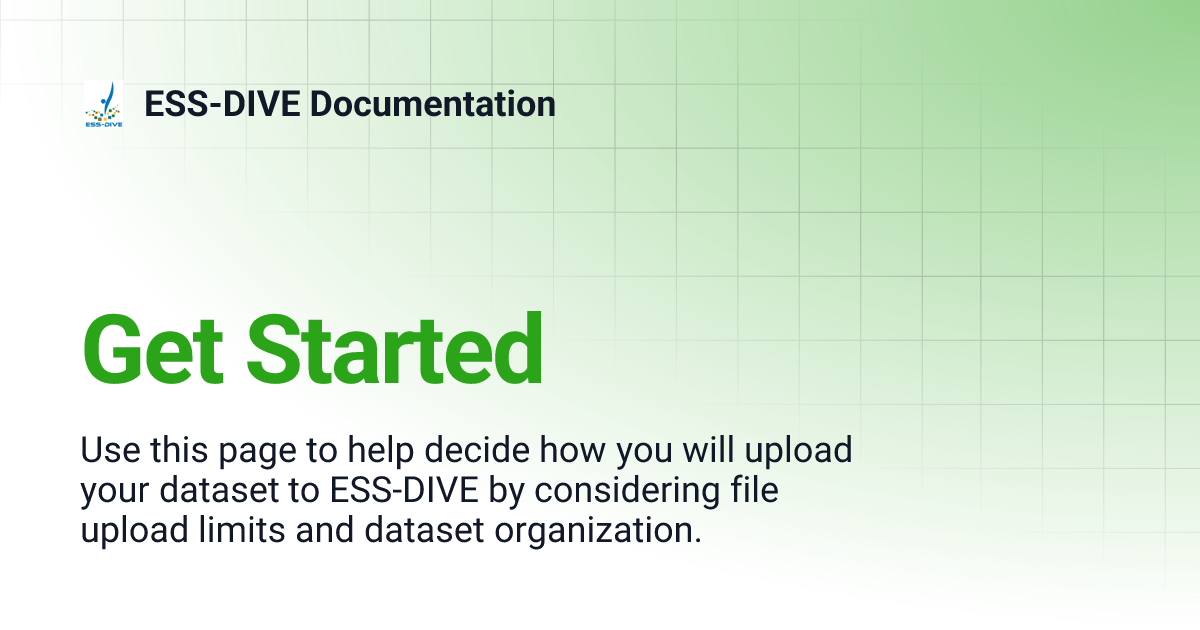 Get Started | ESS-DIVE Documentation