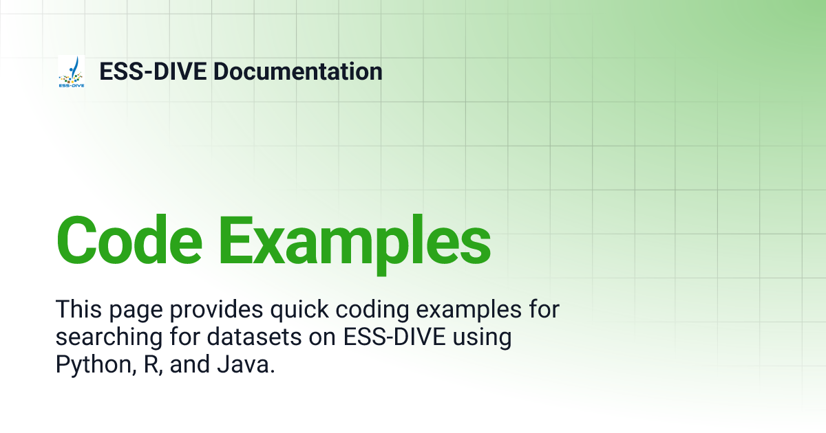 Code Examples | ESS-DIVE Documentation