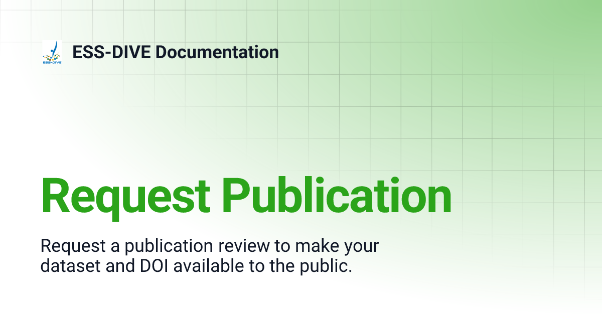 Request Publication | ESS-DIVE Documentation