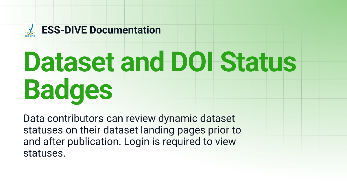 Dataset and DOI Status Badges | ESS-DIVE Documentation