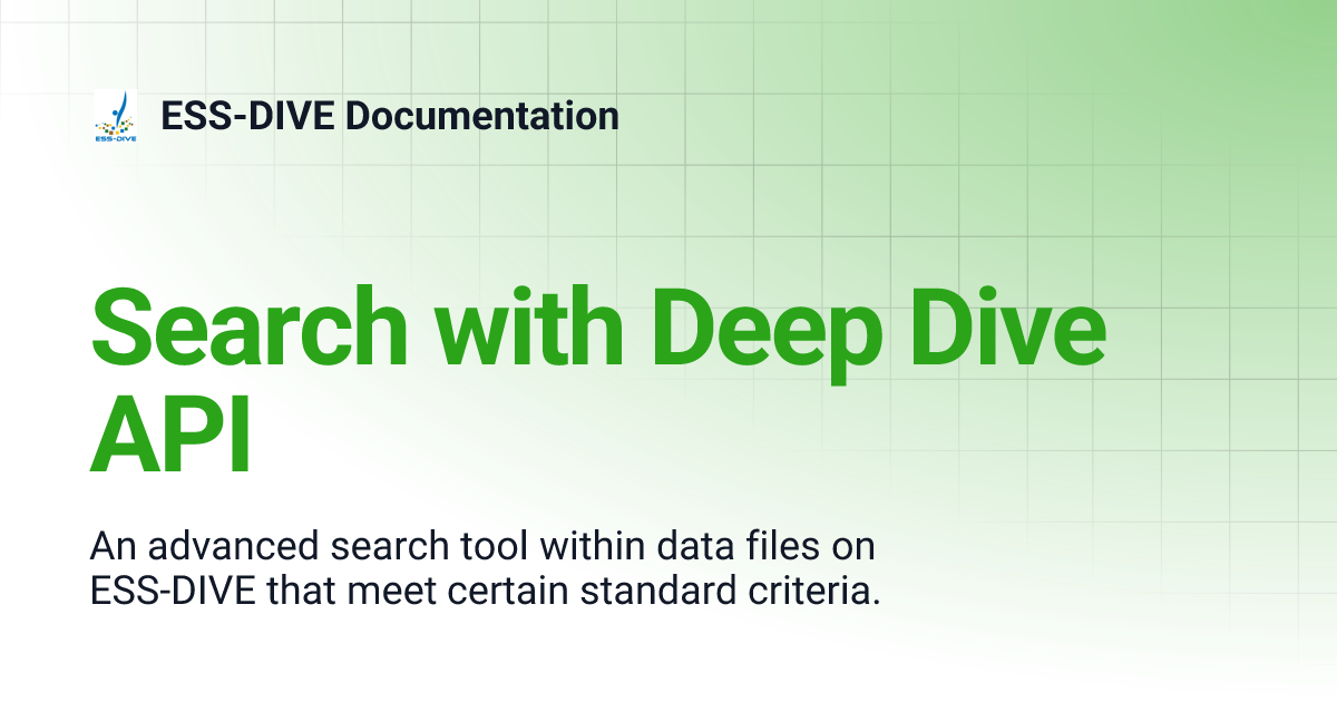 Search with Deep Dive API | ESS-DIVE Documentation